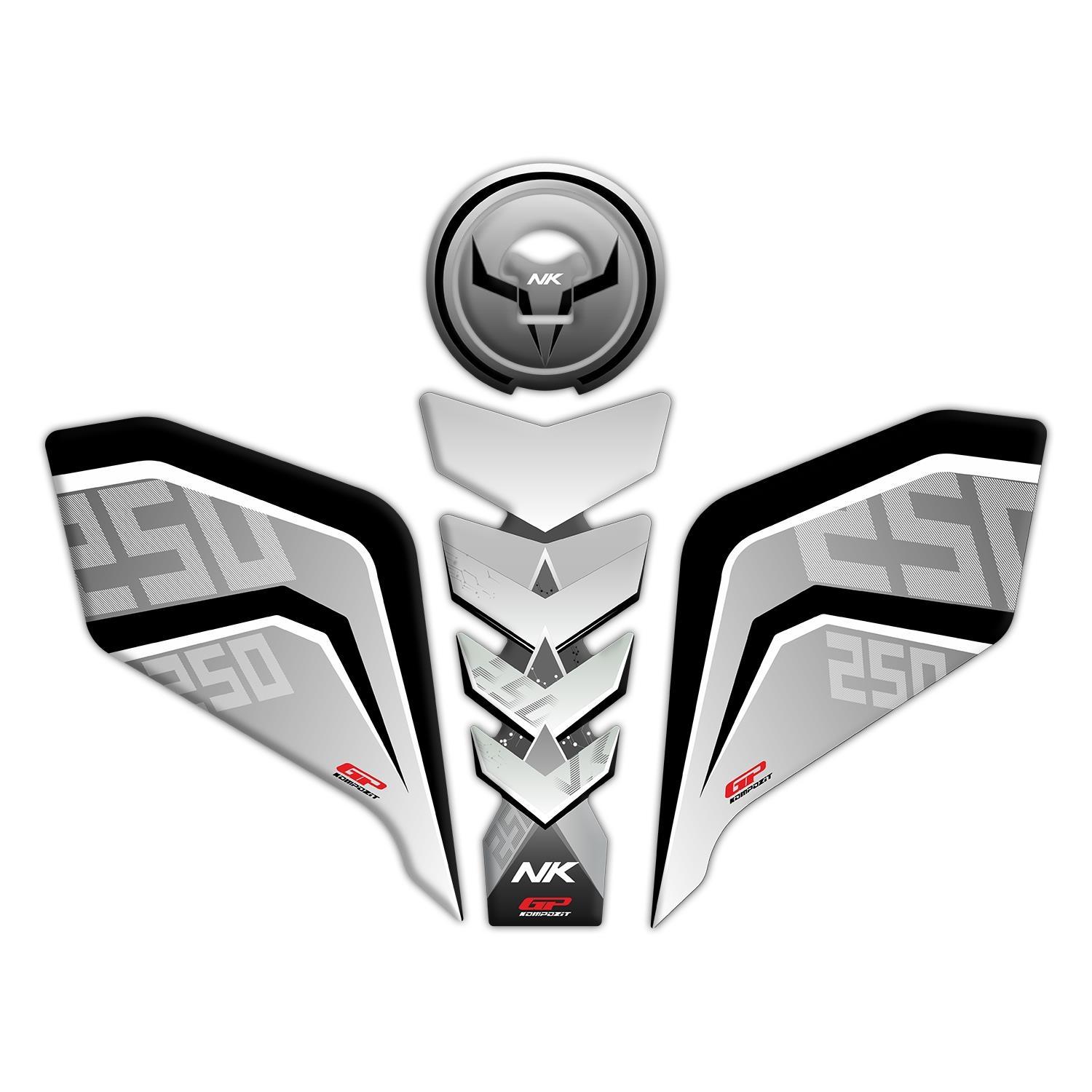 CF Moto 250NK '18-'22 beyaz ile uyumlu GPK tank pedi 3D seti | Moto ...