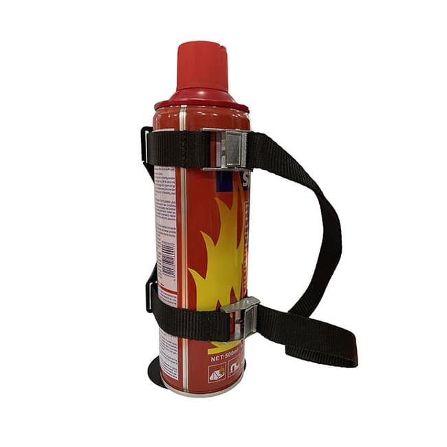 Motorcycle fire extinguisher with mounting bracket | Moto Discovery