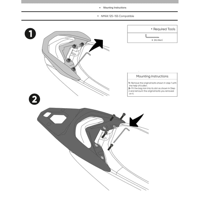 GPK luggage rack compatible with Yamaha NMAX 125 / 155 2015-2020 | Moto ...