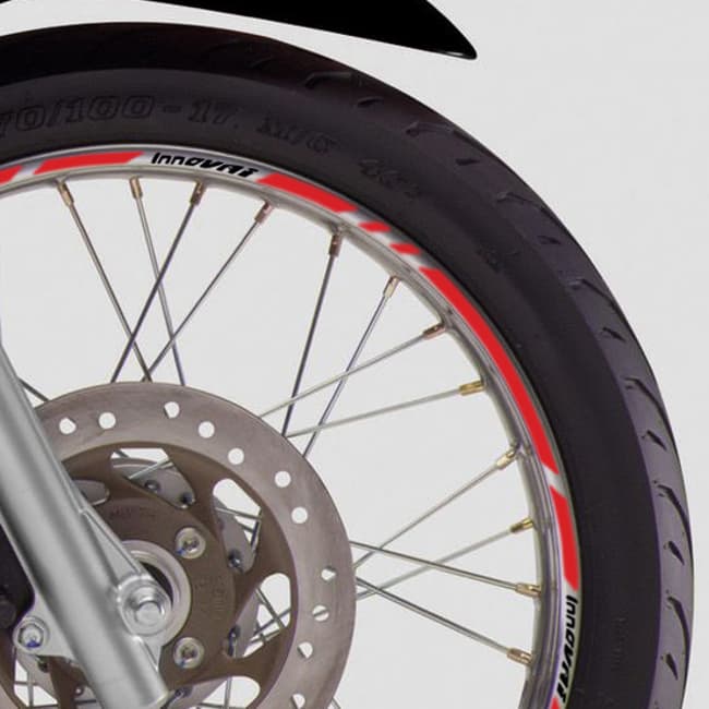 Wheel rim stripes with logos compatible with Honda Innova | Moto Discovery