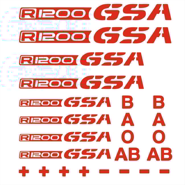 Logos & blood types decals set compatible with BMW R1200GS / Adv. red ...