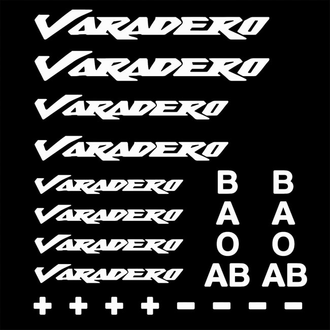 Logos and blood types decals set for Varadero XL1000V white | Moto ...