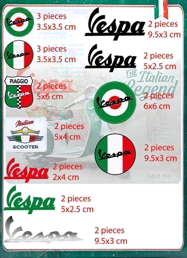 Vespa scooter stickers kit (22 pc.) | Moto Discovery