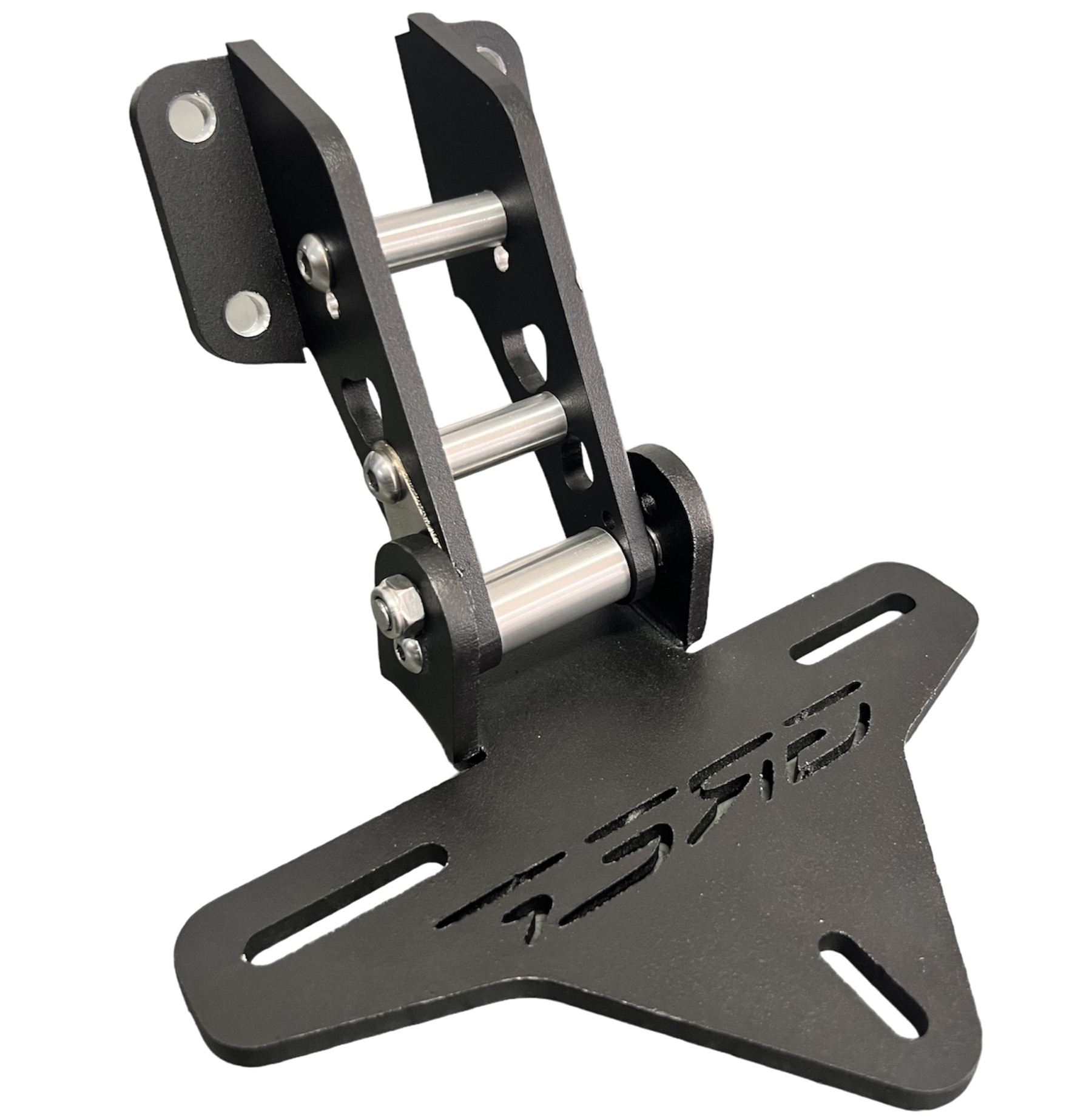 GREF universal license plate holder with flip-up button | Moto Discovery