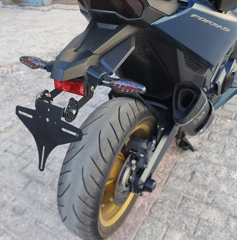 Multiposition flip-up license plate holder compatible with Honda Forza ...