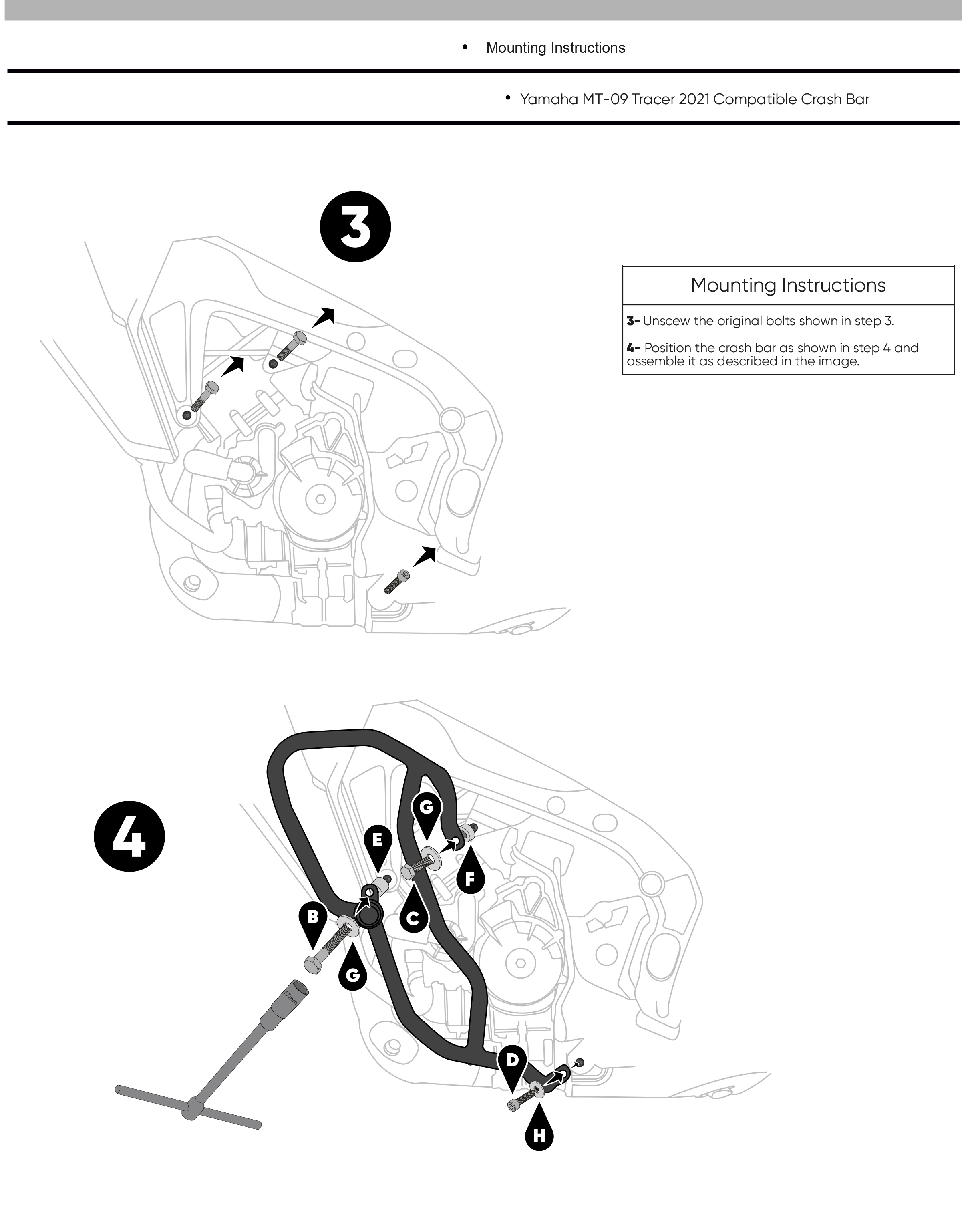 GPK engine guard with crash pads compatible with Yamaha Tracer 9 / GT ...