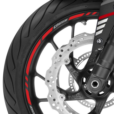 Wheel rim stripes with logos compatible with Honda CB650F | Moto Discovery