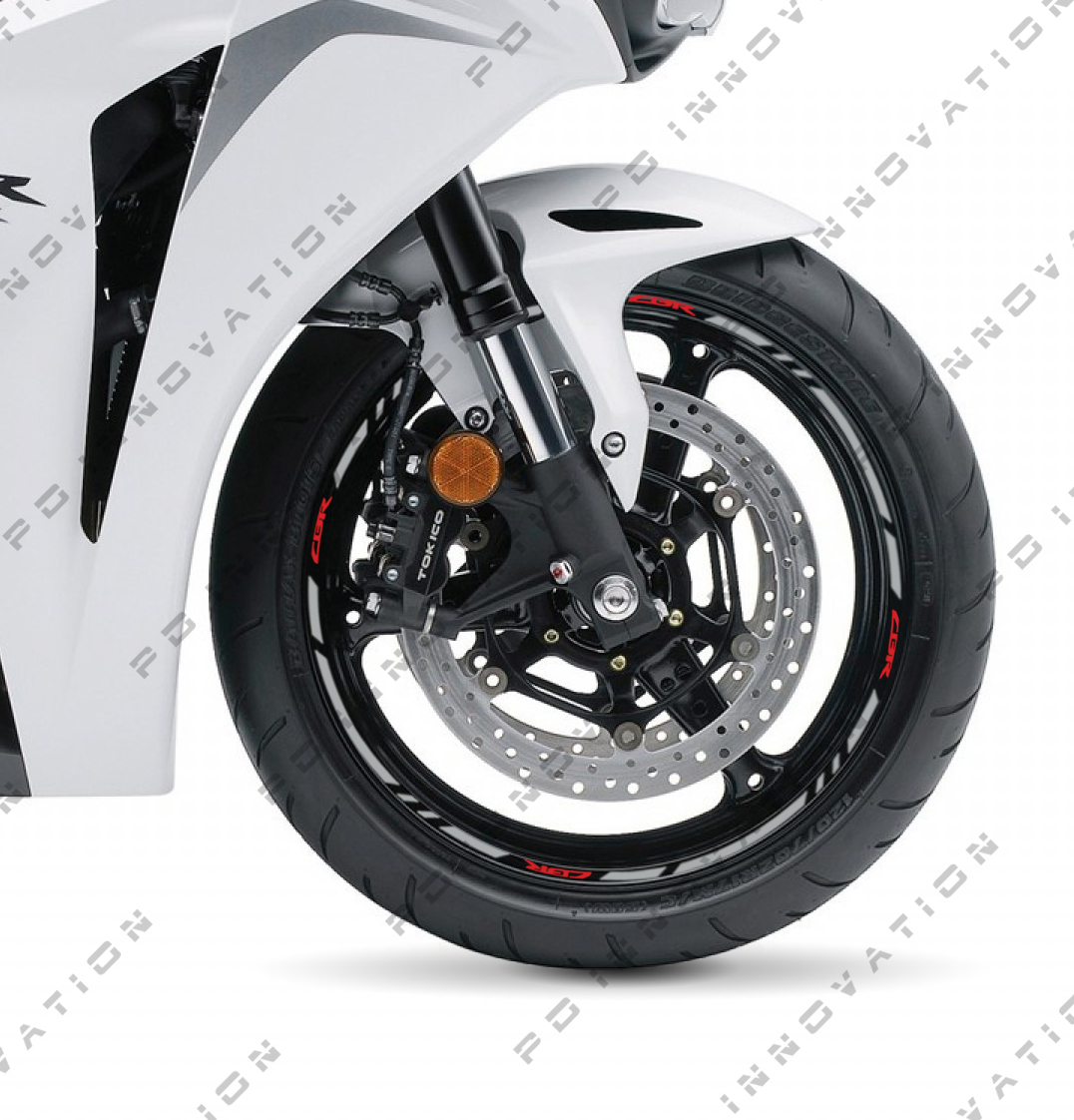 Wheel rim stripes with logos compatible with Honda CBR | Moto Discovery