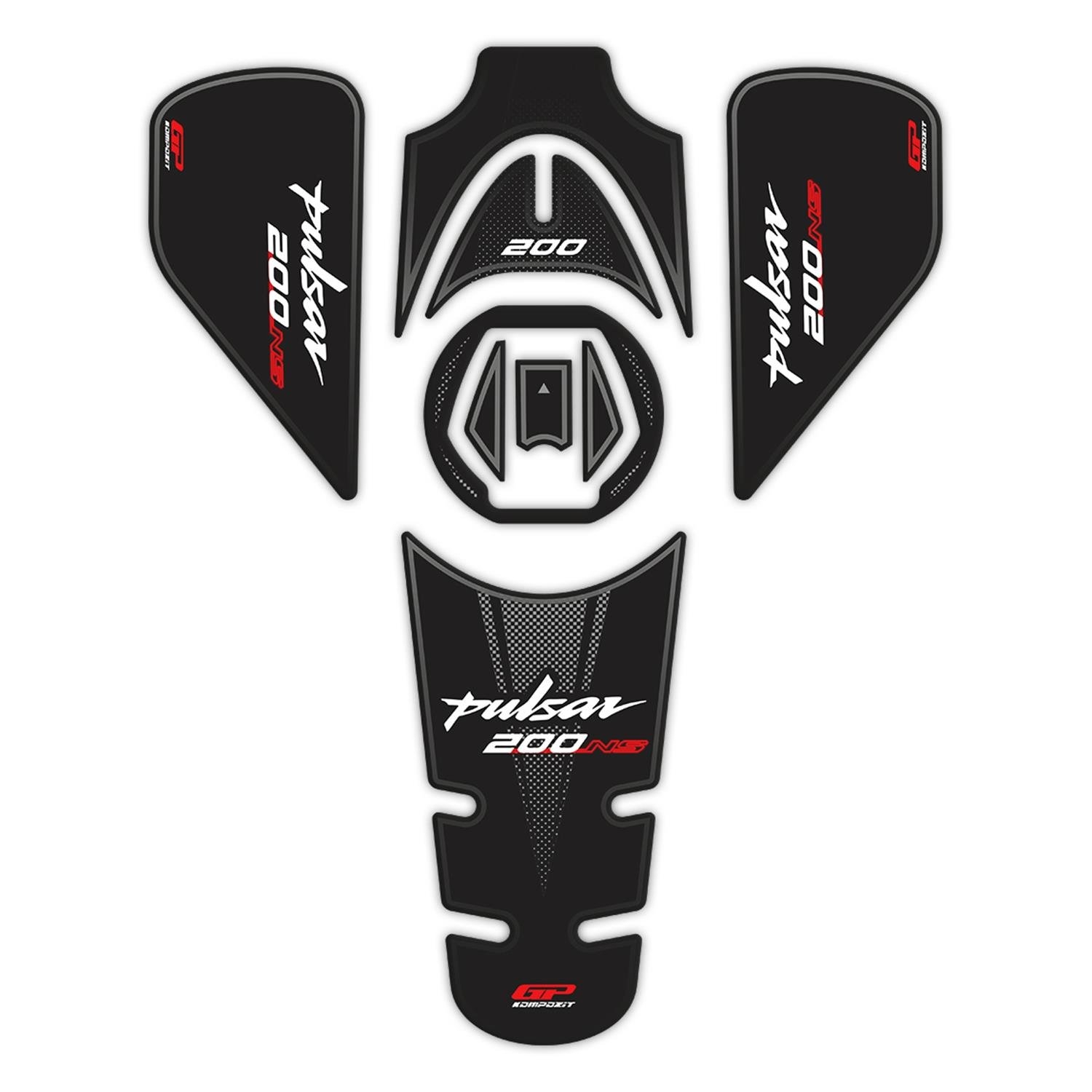 GPK tank pad set 3D compatible with Bajaj Pulsar NS 200 2011-2024 ...