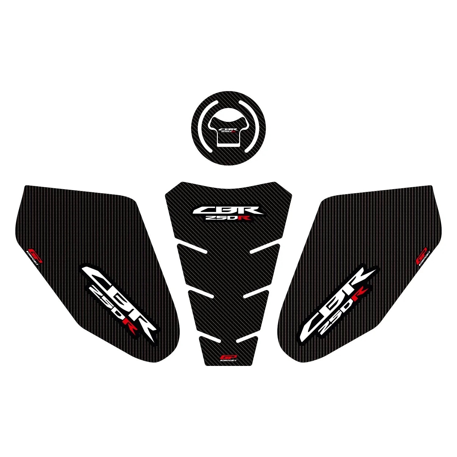 GPK tank pad set 3D for CBR 250R 2011-2013 black-carbon