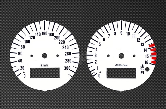 White tachometer and speedometer gauges compatible with Suzuki GSXR750 1996-1997 | Moto Discovery