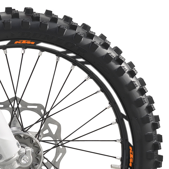 Wheel rim stripes with logos compatible with KTM | Moto Discovery