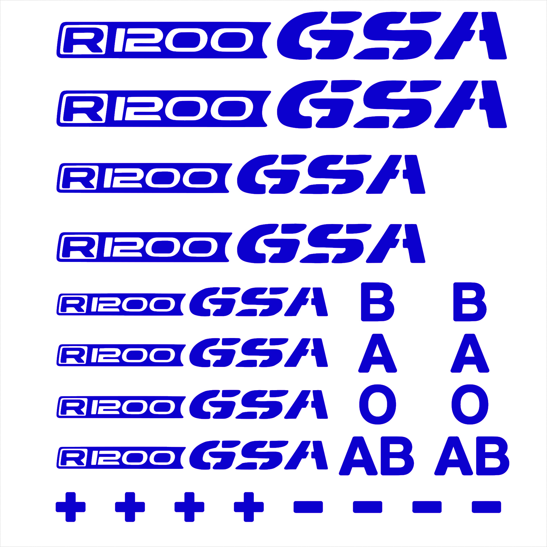 Logos and blood types decals set for R1200GS / Adventure blue