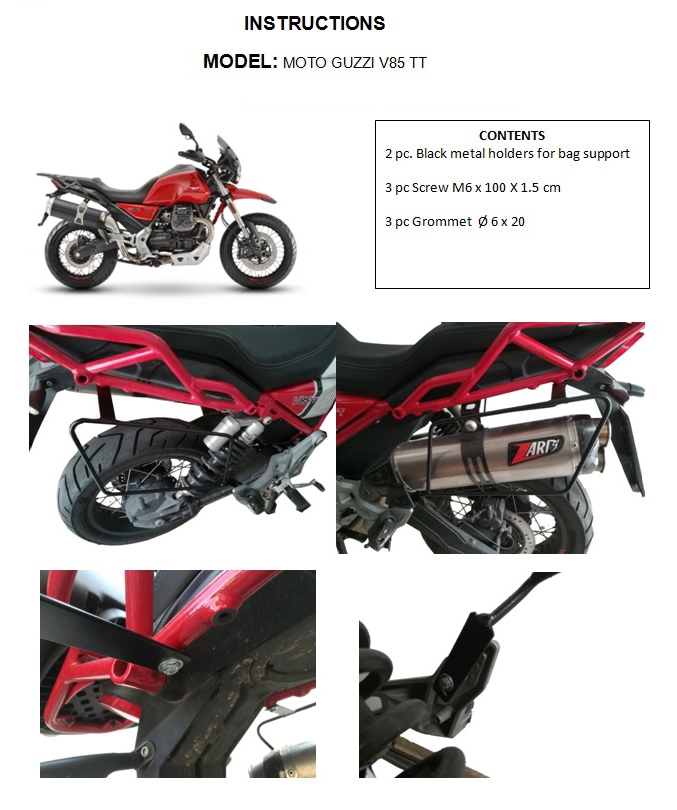 Moto Discovery soft bags side rack compatible with Moto Guzzi V85 TT ...