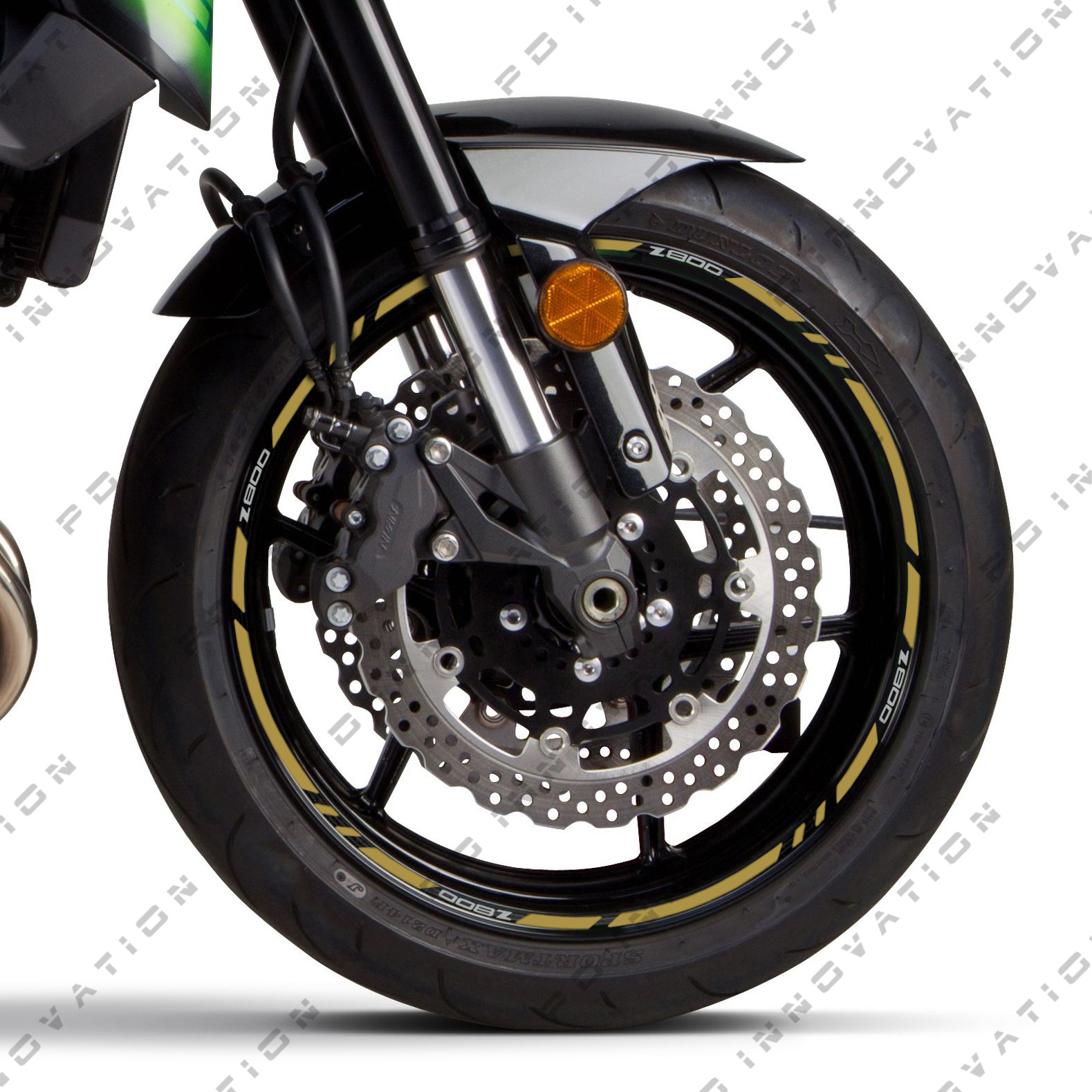 Wheel rim stripes with logos compatible with Kawasaki Z800 | Moto Discovery
