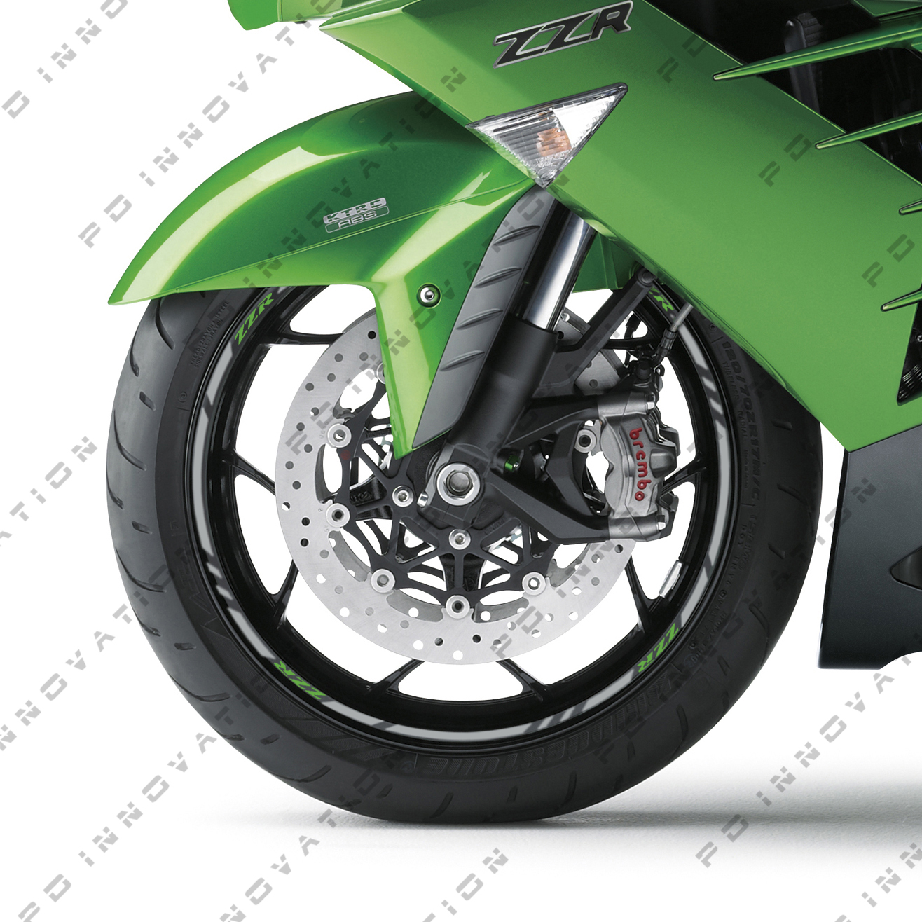 Wheel rim stripes with logos compatible with Kawasaki ZZR | Moto Discovery